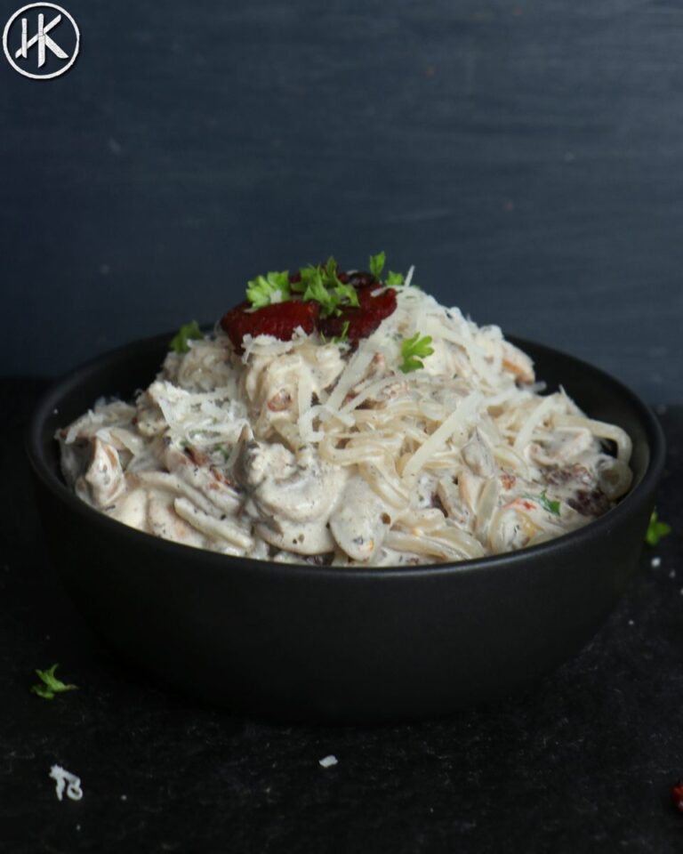 Bacon & Mushroom Keto Pasta - Headbanger's Kitchen